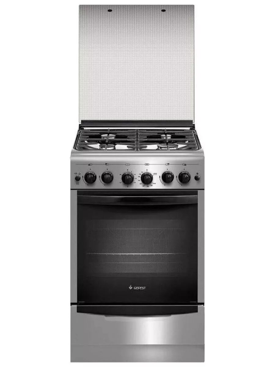 Газовая плита GEFEST 5100-02 серебристый, 4 конфорки, ящик для посуды