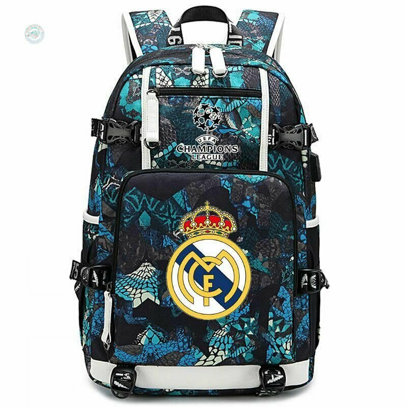 Школьный рюкзак с USB зарядкой для ноутбука La Liga Real Madrid CF водонепроницаемый легкий и удобный для учебы и путешествий