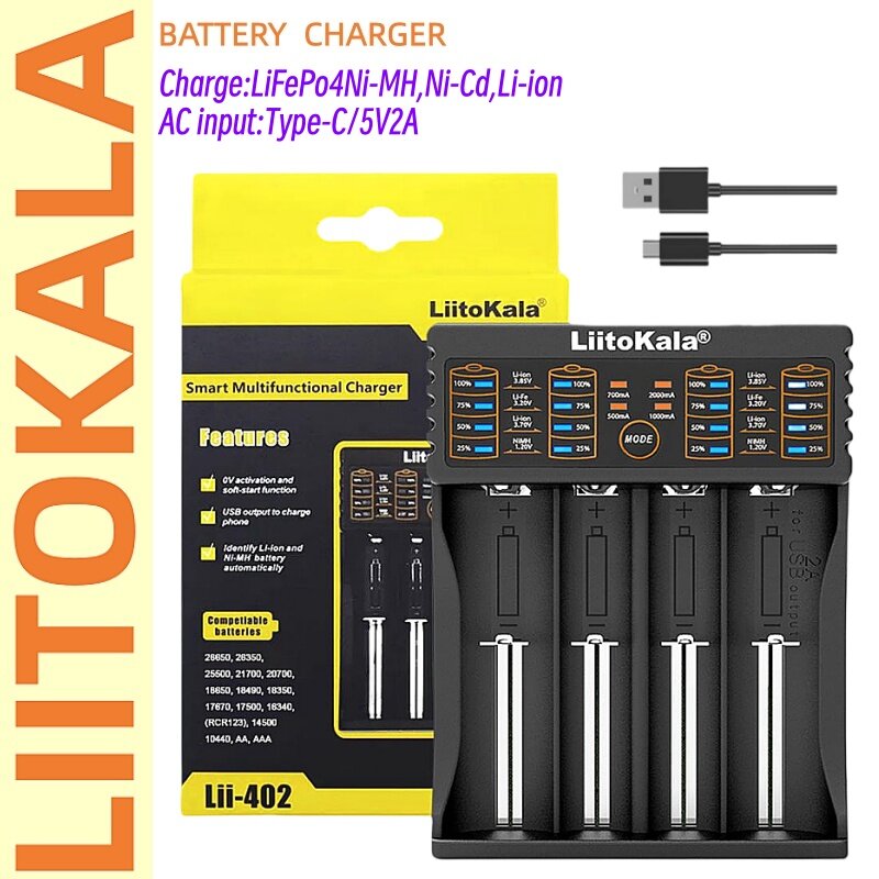 Зарядное устройство LiitoKala Lii-402, для NiMH, NiCd, LiFePO4, Li-Ion.