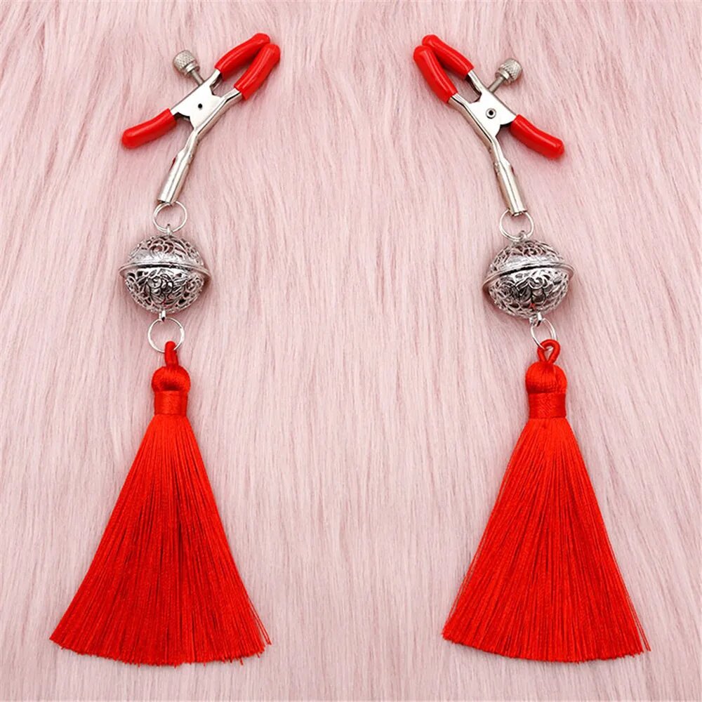 1 пара металлические колокольчики зажимы для сосков с кисточкой SM кольцо для сосков флирт 4