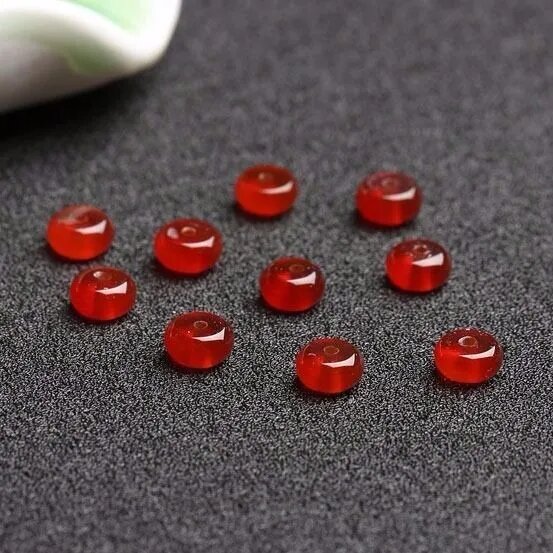 Плоская бусина из красного и черного агата Красный, 8mm1PC, Красный