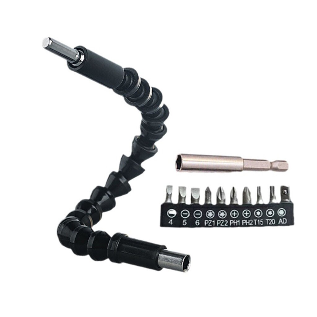 Набор сверл с гибким удлинительным валом для труднодоступных мест. Высокопрочный сплав для сборки мебели, ремонта дома и автомобиля.