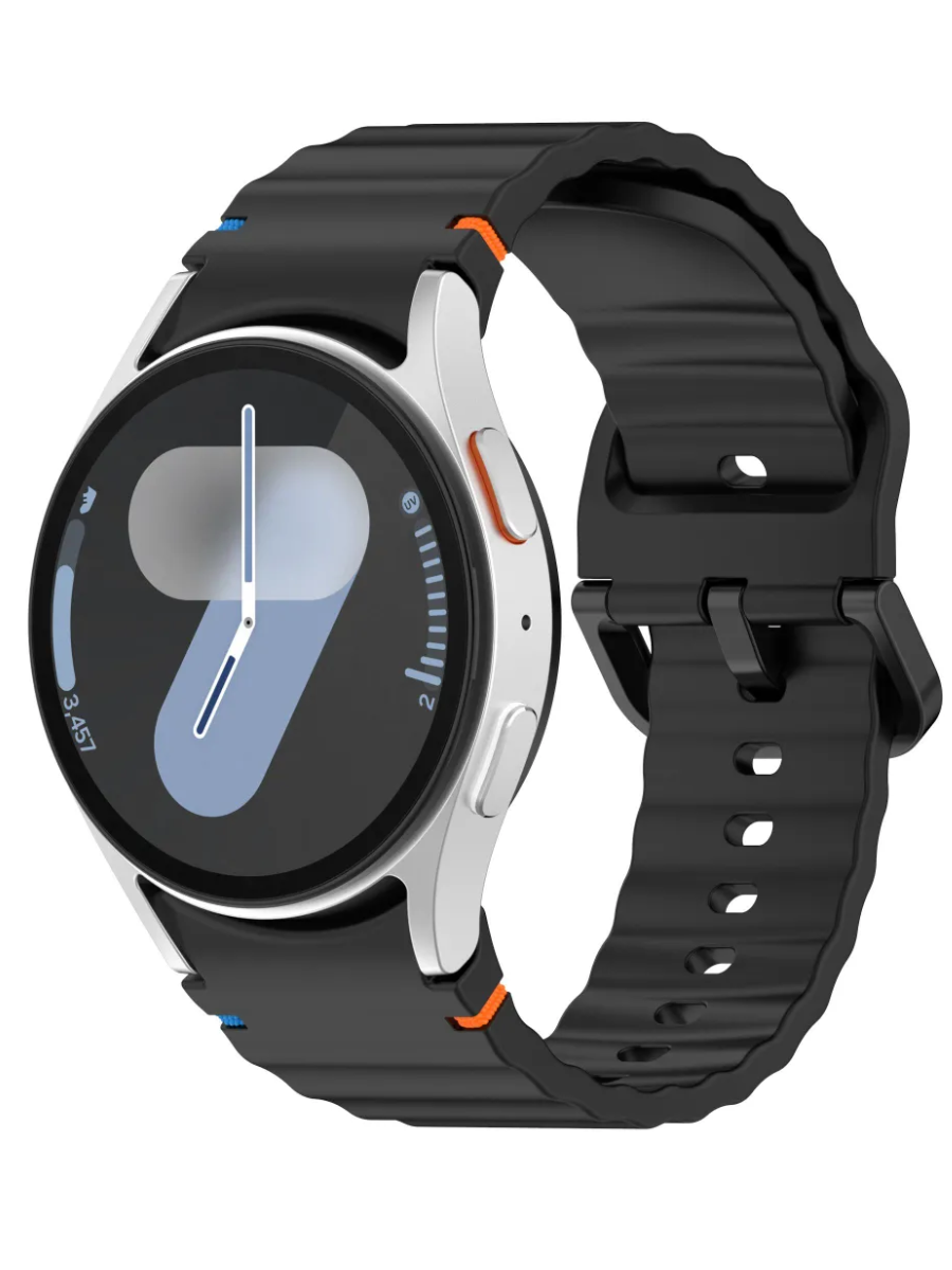 Ремешок для часов Samsung Galaxy Watch 4/5/5 pro/6/7 силиконовый, черный
