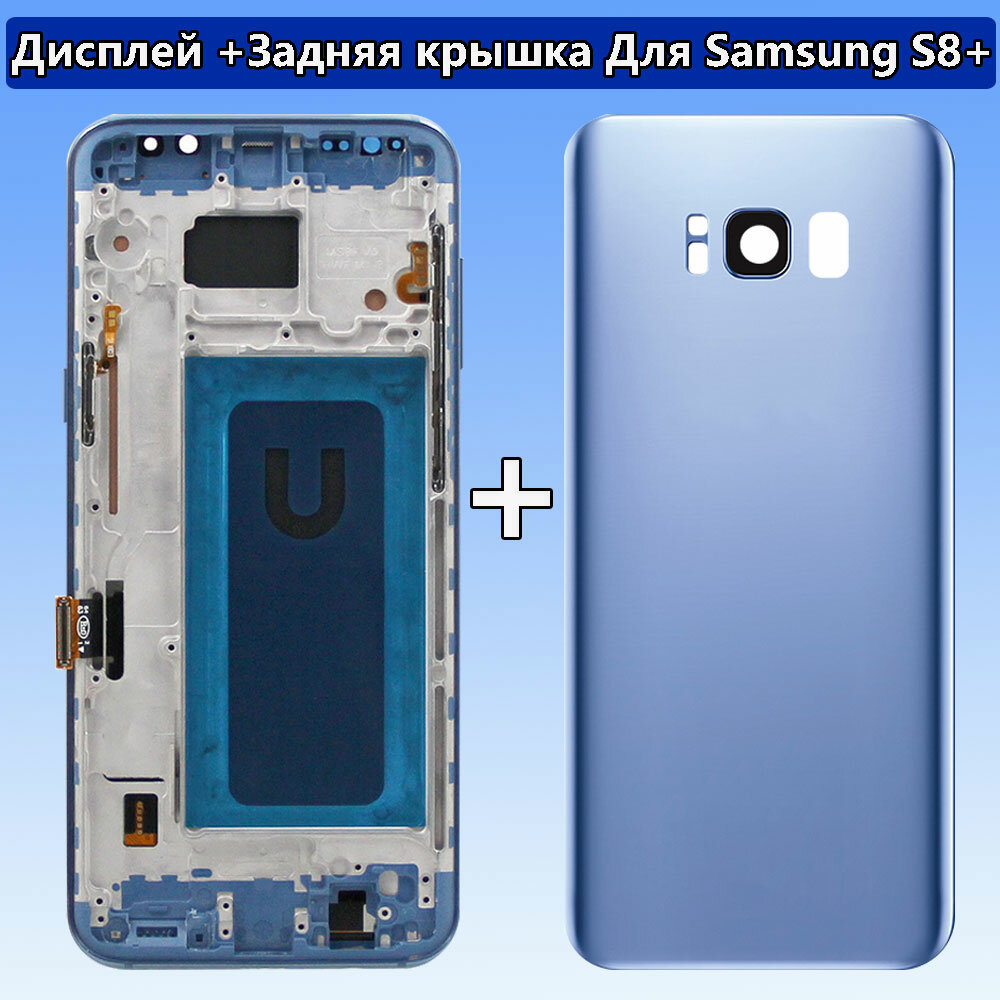 TFT-дисплей + Задняя крышка для Samsung Galaxy S8+ в сборе с тачскрином, C Синий рамкой