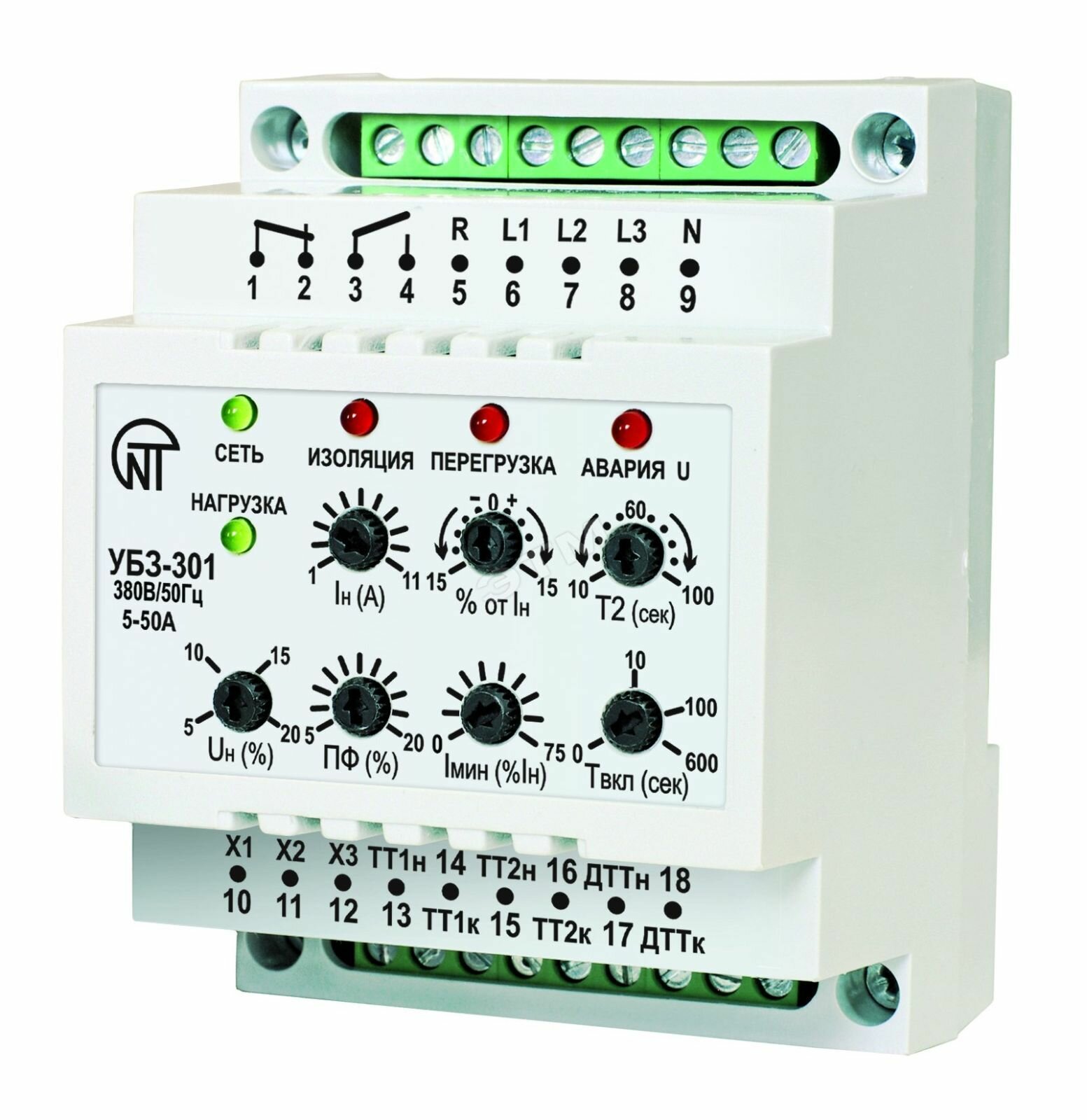 Реле тока Новатек-Электро УБЗ-301, 5-50A, для защиты двигателей