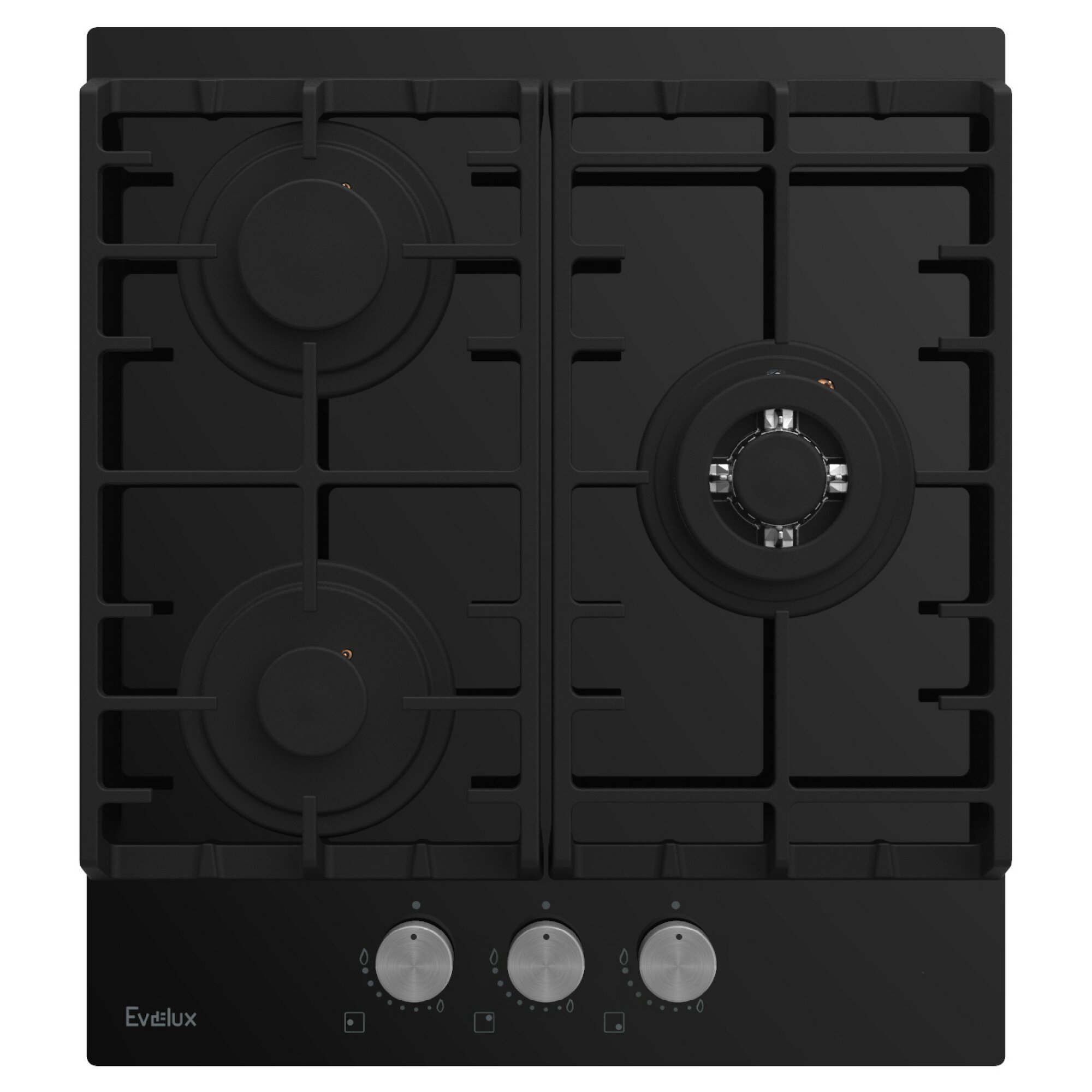 Газовая варочная панель Evelux HEG 450 BG ширина 45 см, автоматический электроподжиг, черный