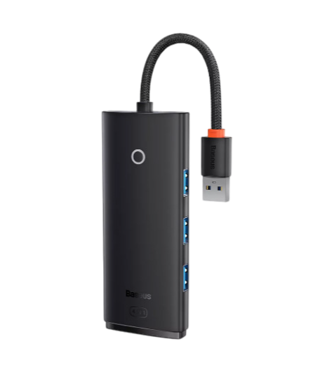 Хаб Baseus Lite Series 4-Port USB-A HUB Adapter, 4xUSB 3.0, 25cm (WKQX030001) Black