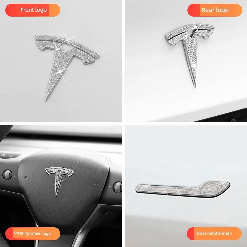 Подходит для модификации интерьера Tesla Model 3/Y, наклейки на руль, на дверные ручки, декоративные наклейки с