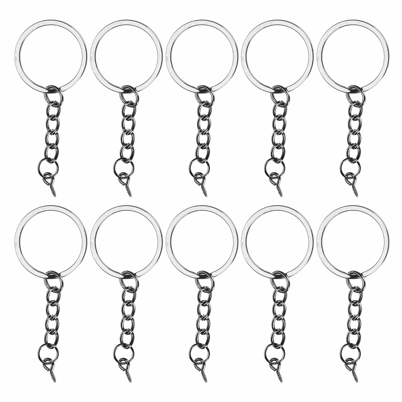 10 шт. DIY брелок с цепочкой портативный металлический брелок с ушком винт ювелирный кулон аксессуар пистолет черный 30 мм