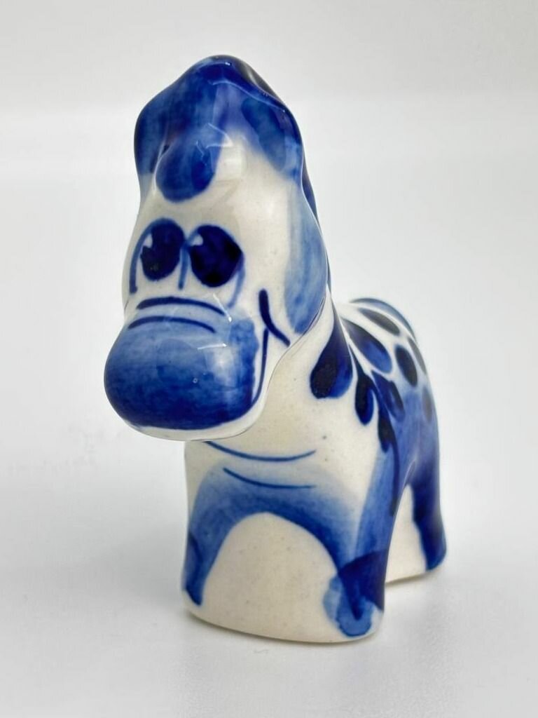 Лошадка 6,5 см, гжель, Символ года 2026, коллекционный сувенир, подарок на Новый год, рождество