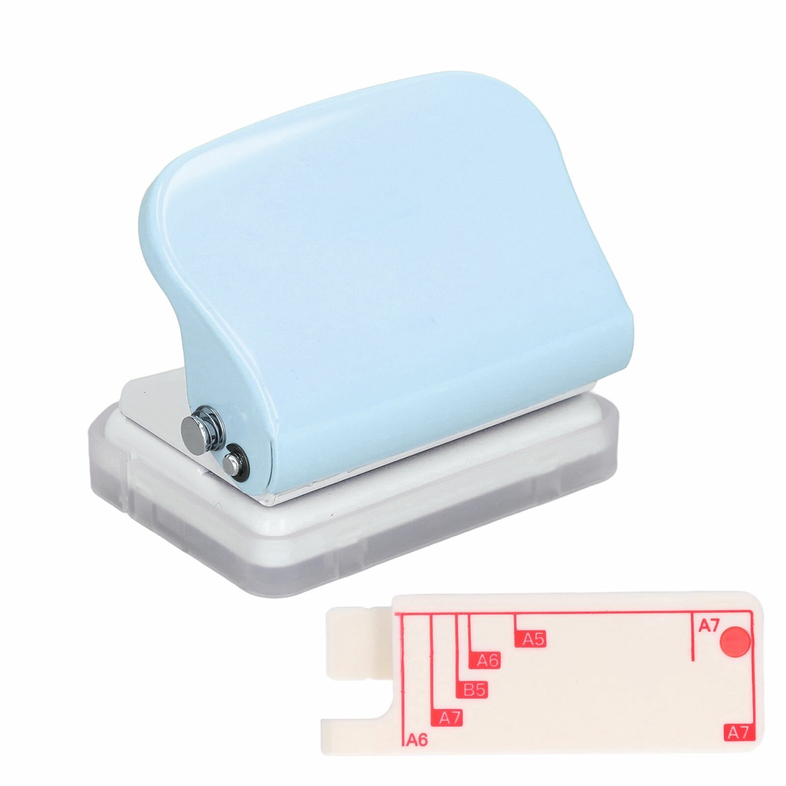 Линейка для дырокола, дизайн, быстрое позиционирование, 3 отверстия, корпус с металлической краской, дырокол для документации, светло-синий