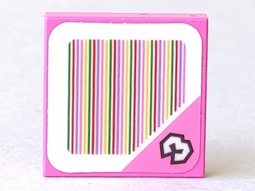 Tile 2 x 2 with Super Mario Scanner Code Number 3 Block Pattern (Sticker) - Sets 71368 / 71398, 3068pb1406 Dark Pink N