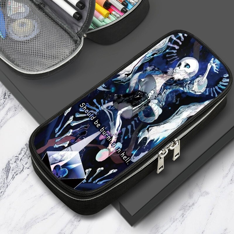 Пенал Undertale Sans, большой вместительный пенал в стиле аниме для учащихся начальной и средней школы,