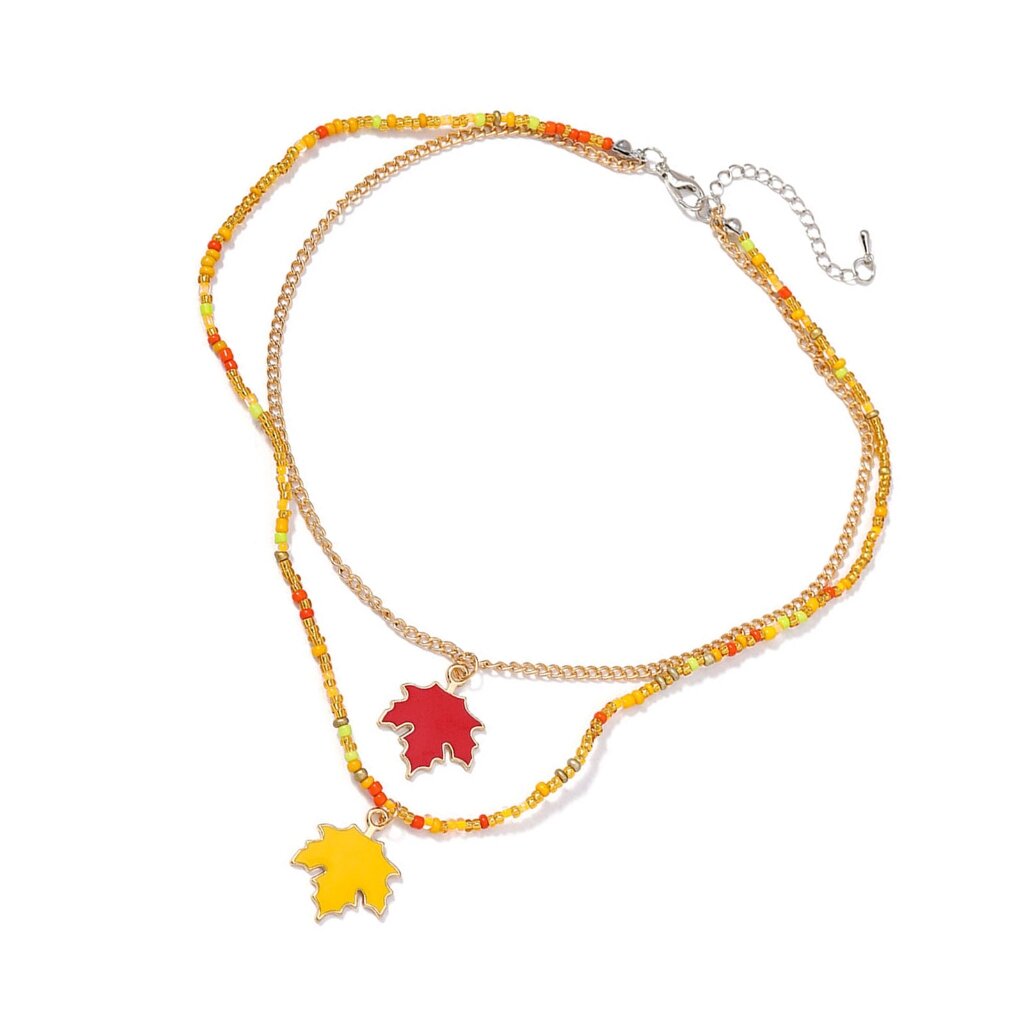 Универсальное персонализированное двойное ожерелье из кленовых листьев