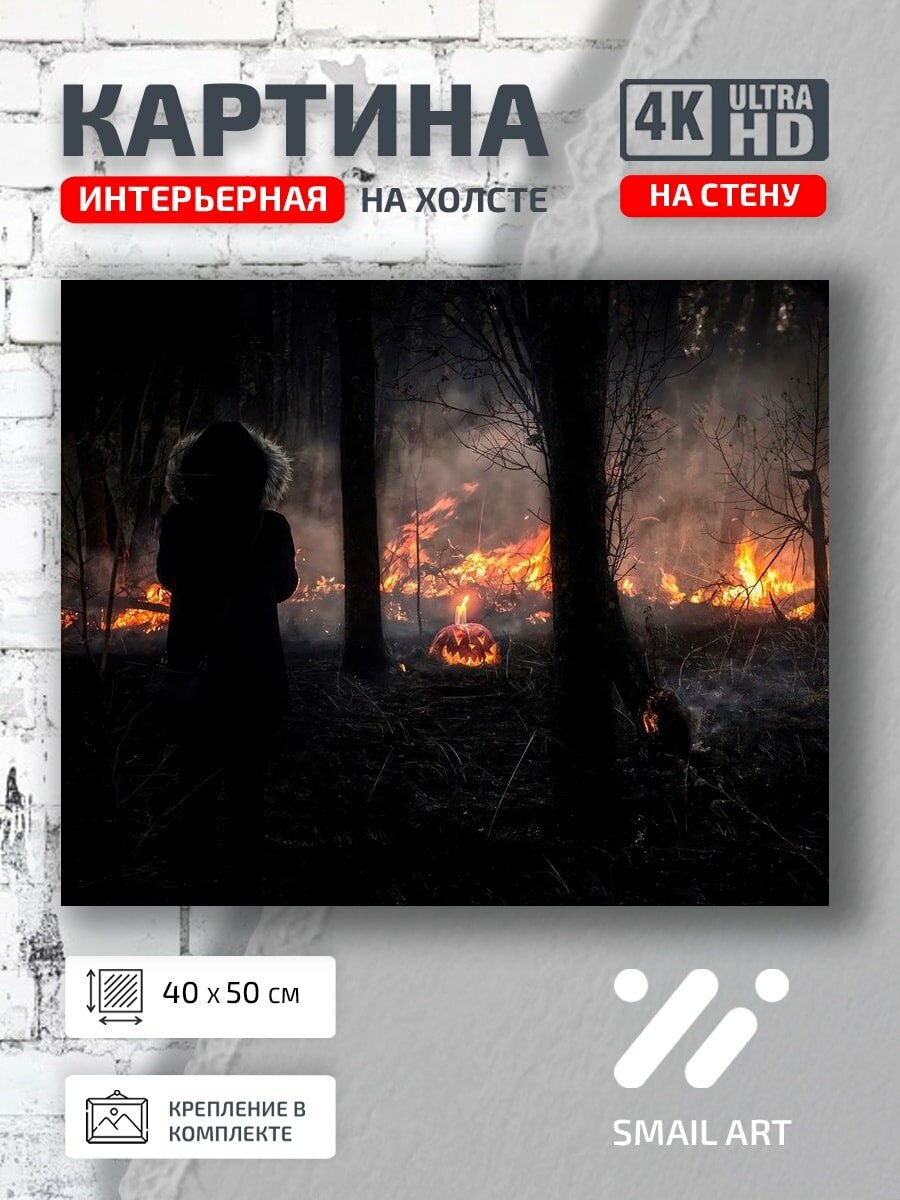 Картина на холсте интерьерная 40 на 50 на стену Разные Halloween для гостиной атмосфера