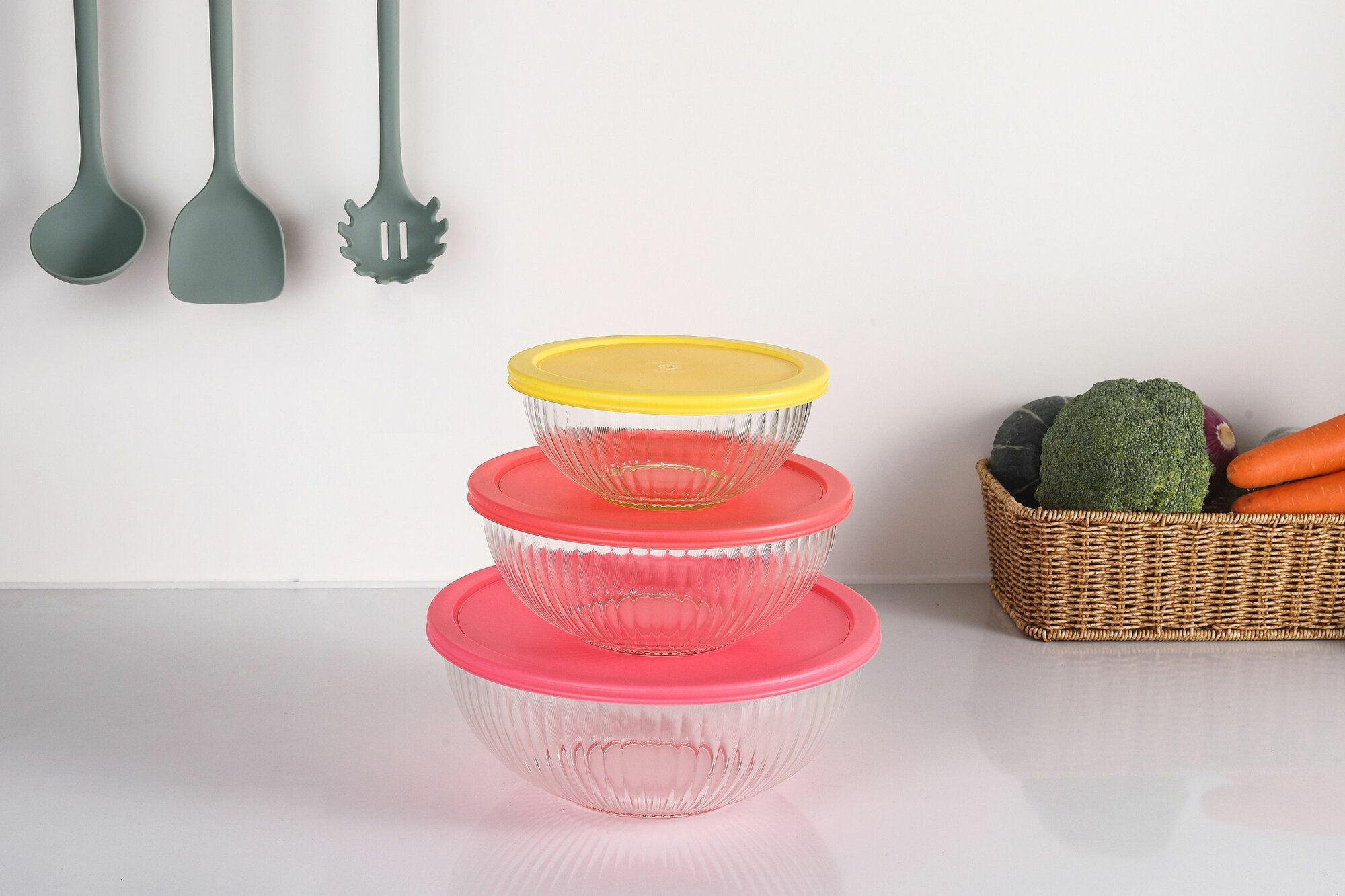 Набор из 3-ех стеклянных салатников Eley, 1000мл, 2000мл, 3300мл