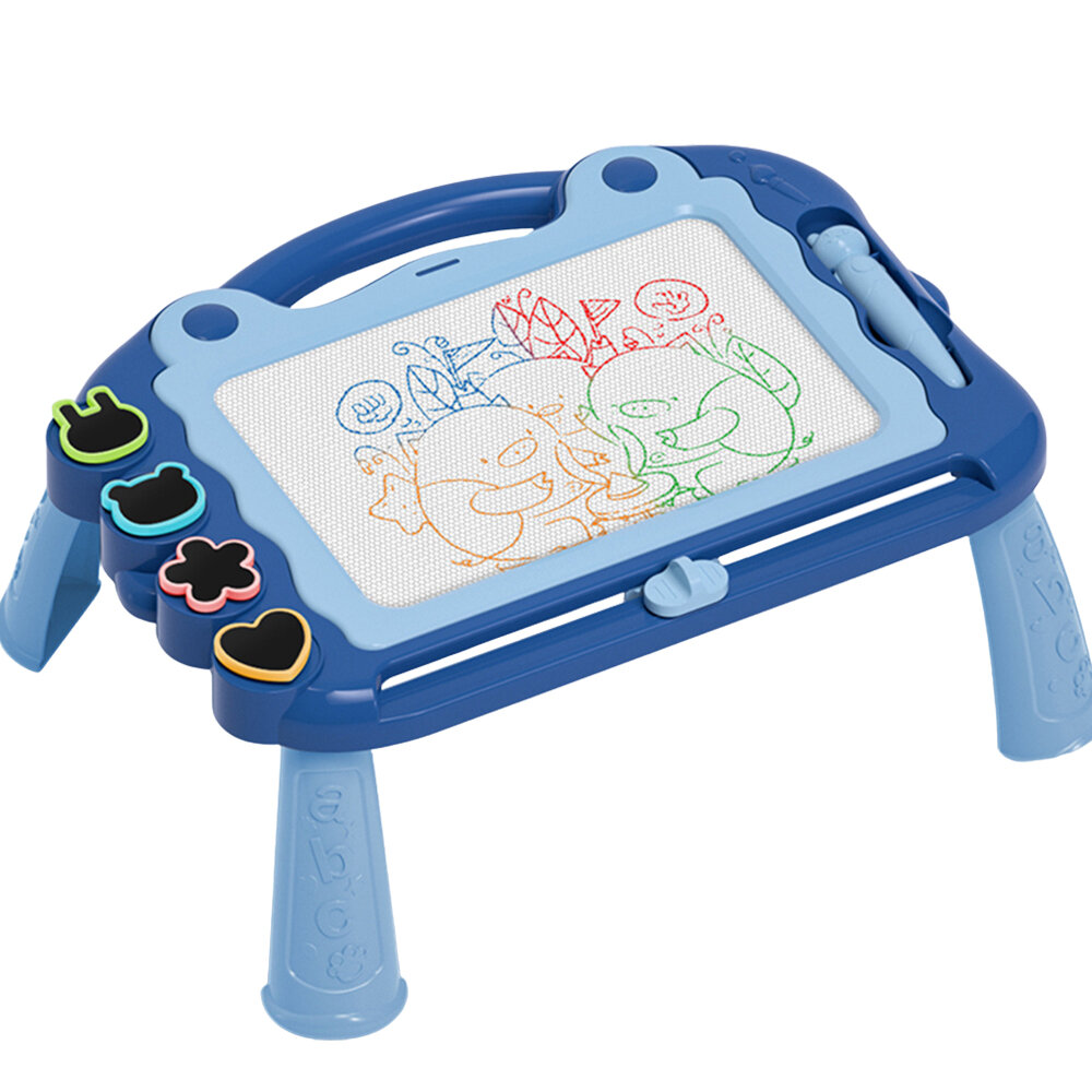 Магнитная доска для рисования для детей Kids Painting Writing Pad для скетча Игрушка 2-3 года с 4 штампами и 1 ручкой Educational Learning Aids День рождения Праздничный подарок, Цвет: Синий, Зеленый, Фиолетовый, Розовый(Доступно), Размер рамки: