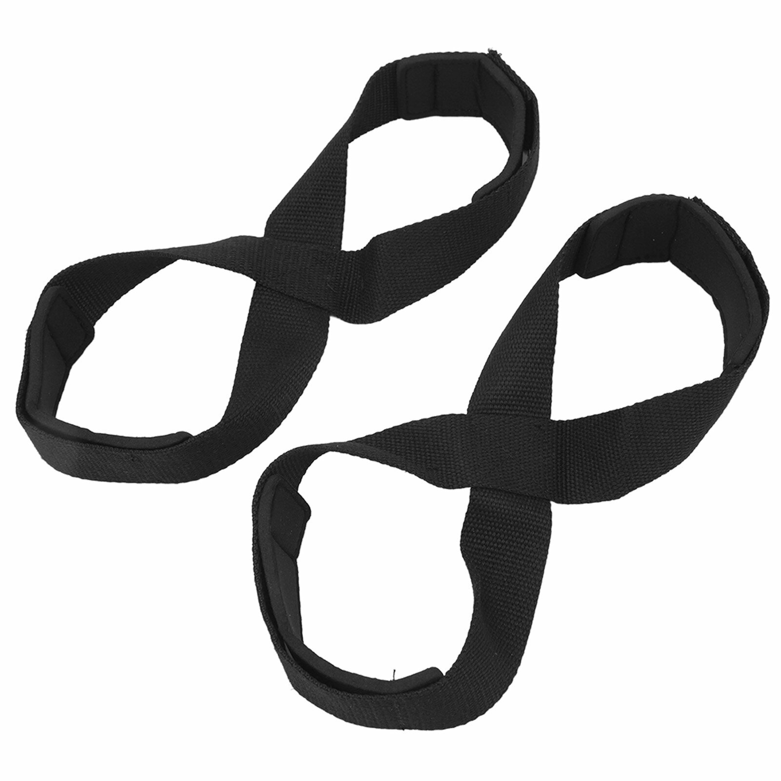 Пара подъемных ремней с рисунком восьмерки для силовых тренировок, нескользящие ремни для становой тяги, черные