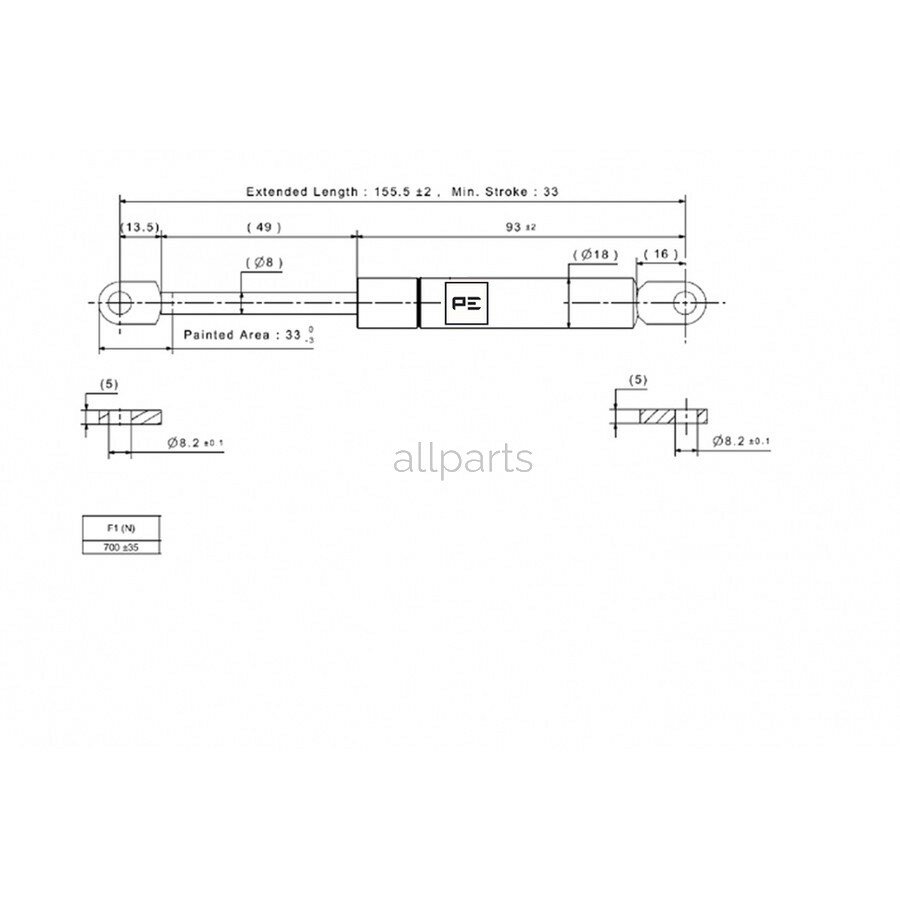 PE AUTOMOTIVE 08009900A Газовая пружина