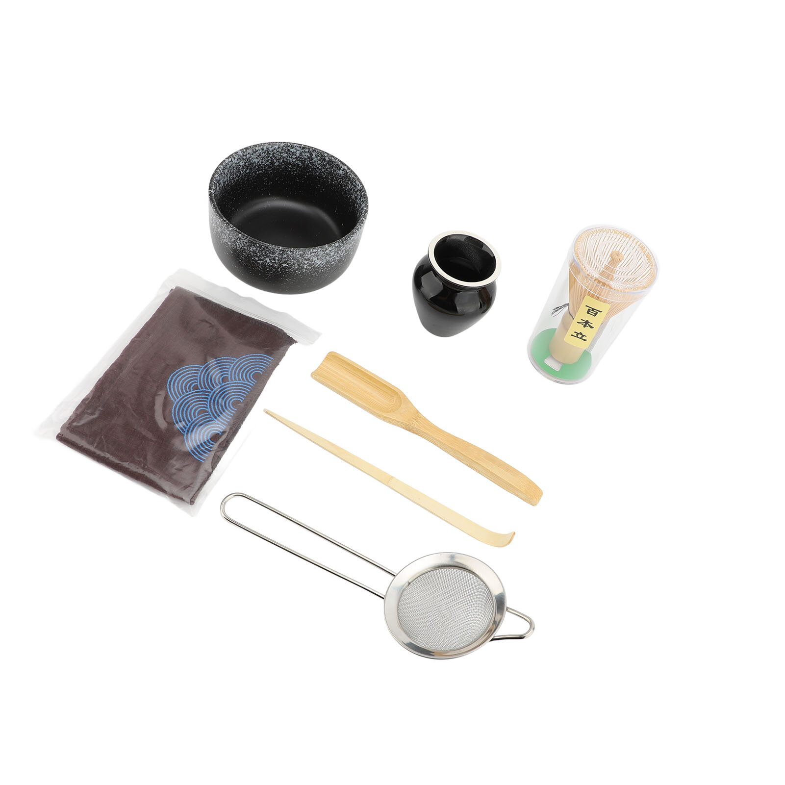 Инструменты для приготовления чая Матча Миска ложка Венчика полотенца держатель чая и фильтровая сеть для дома с черной печи