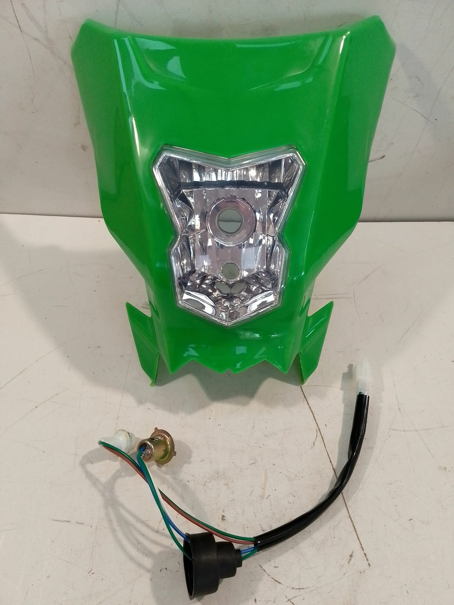 Фара передняя со щитком (без ламп) ПитБайк Vento KXD (зелёный)