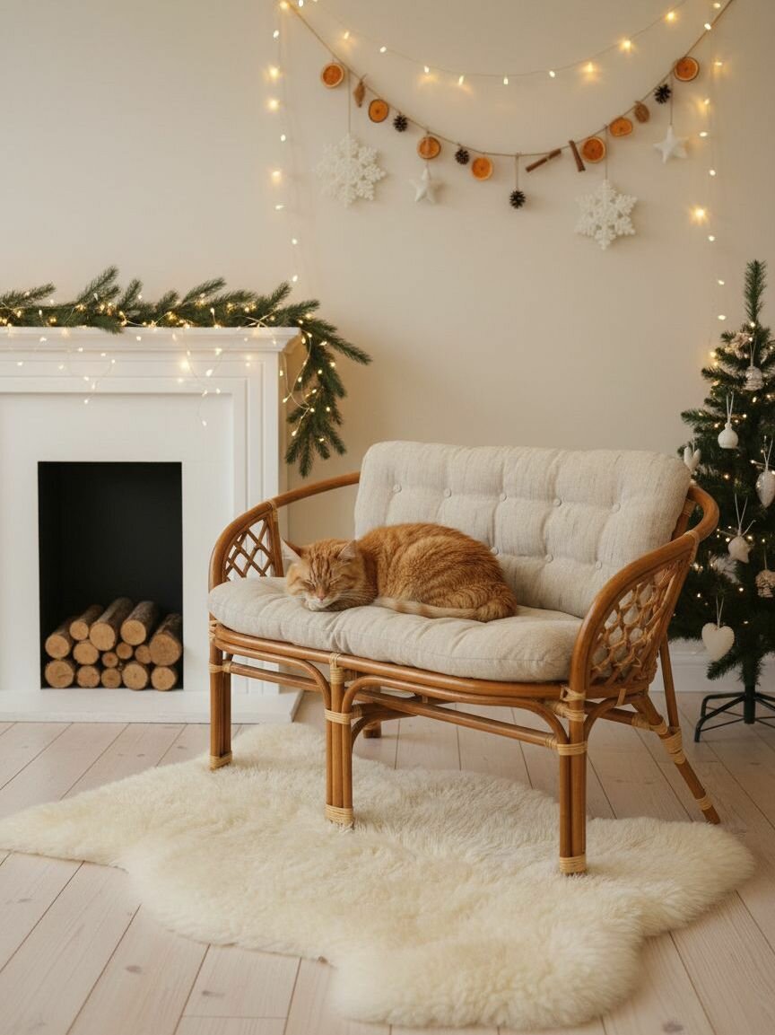 Диван плетёный с мягкими подушками