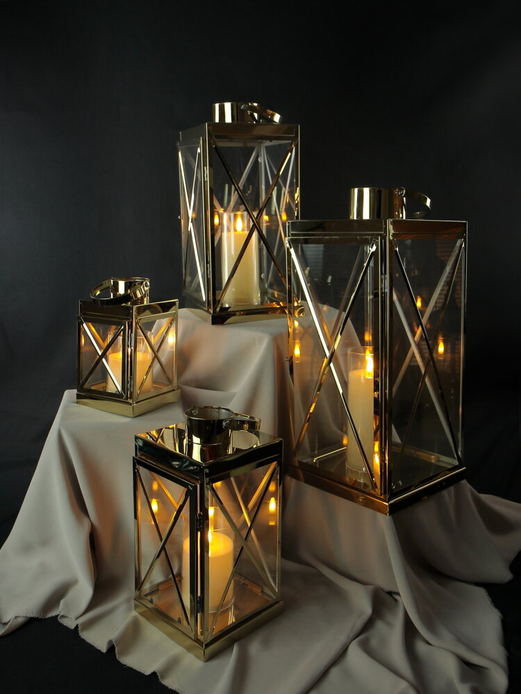 Набор декоративных фонарей Steel light, металл, стекло, настольные, 4шт