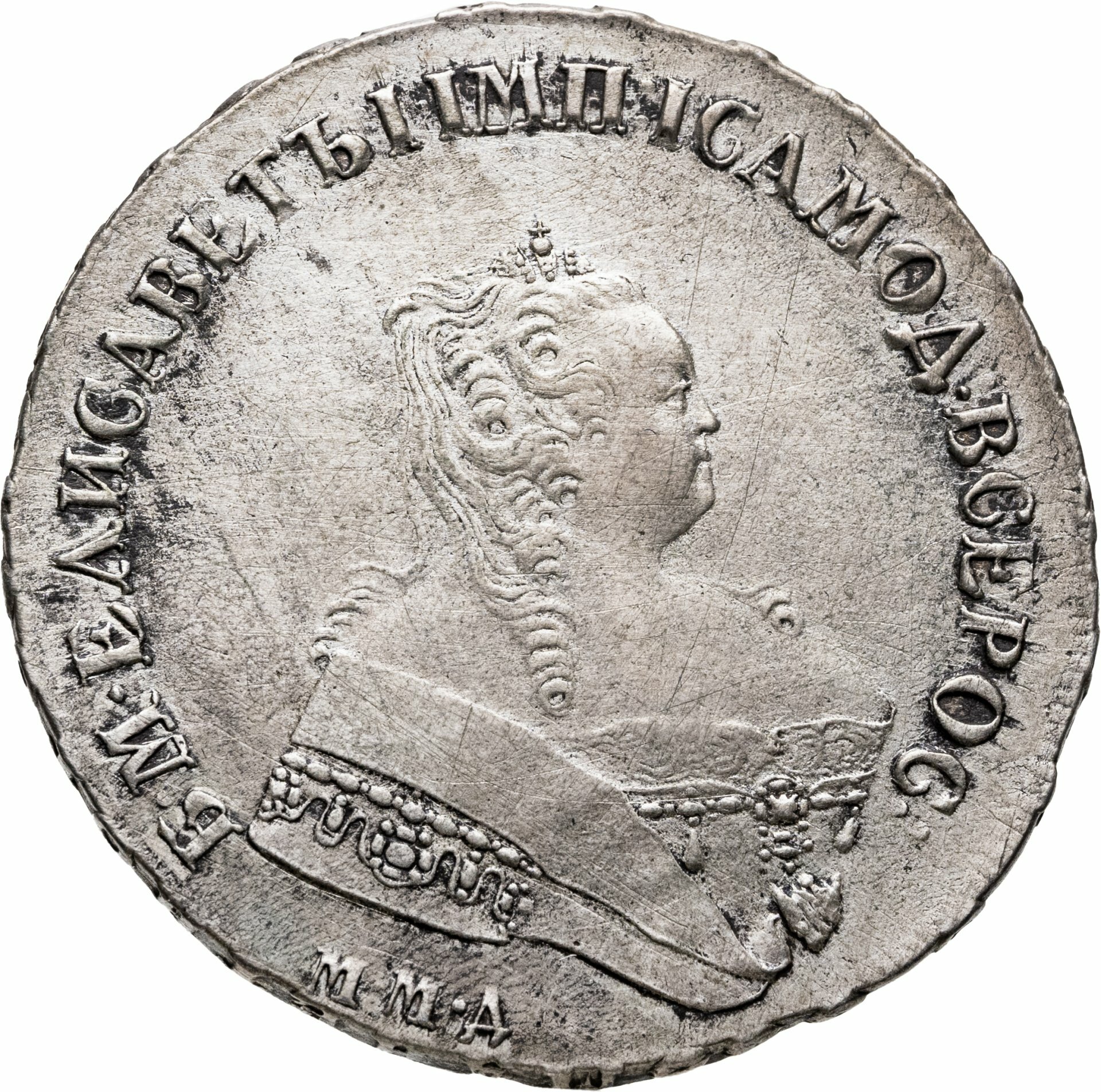 1 рубль 1752 ММД-Е, Серебро 802, в сохранности VF-XF