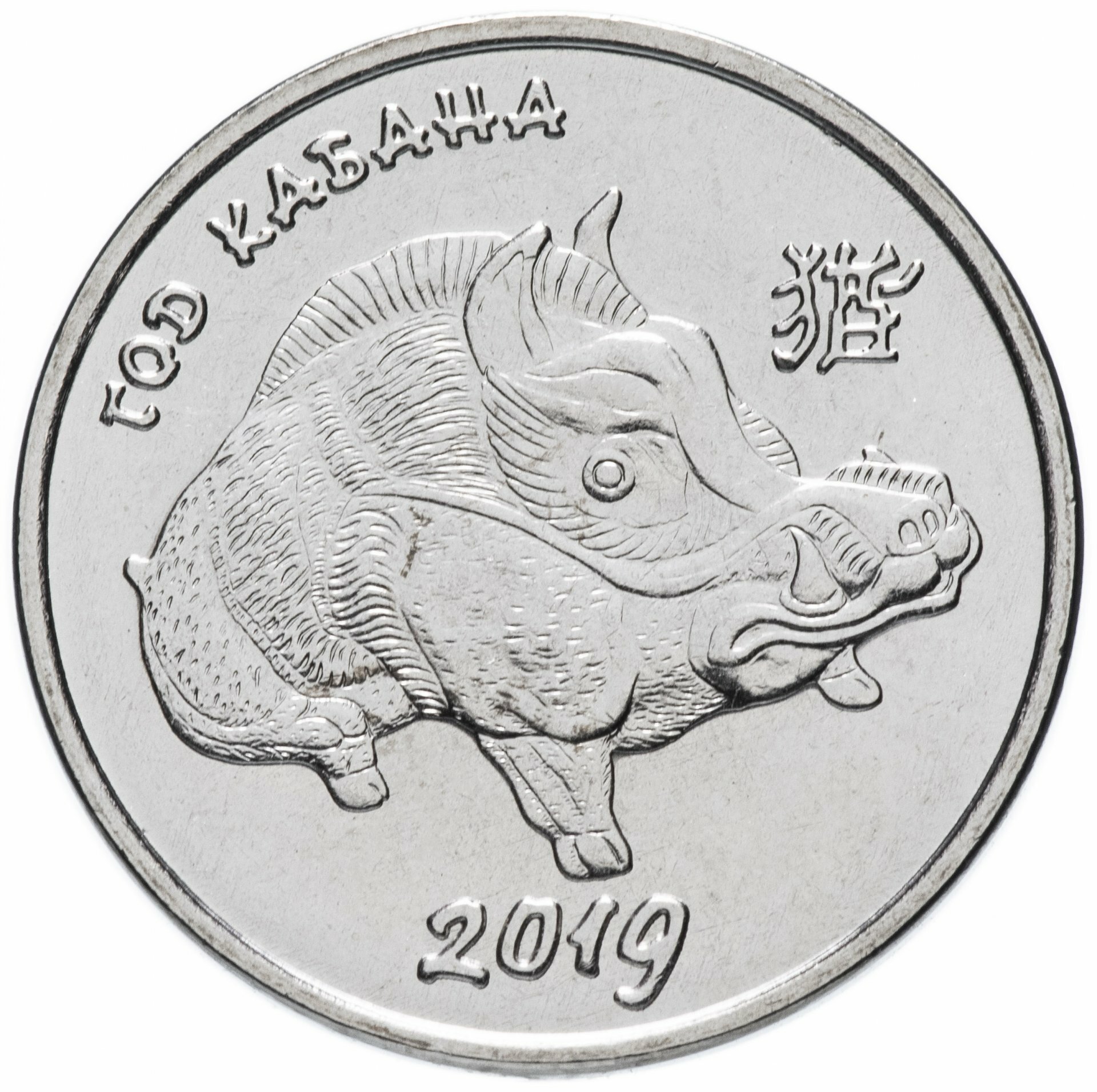 Приднестровье 1 рубль 2018 "Лунный календарь - год Кабана", Сталь, в сохранности AU-UNC