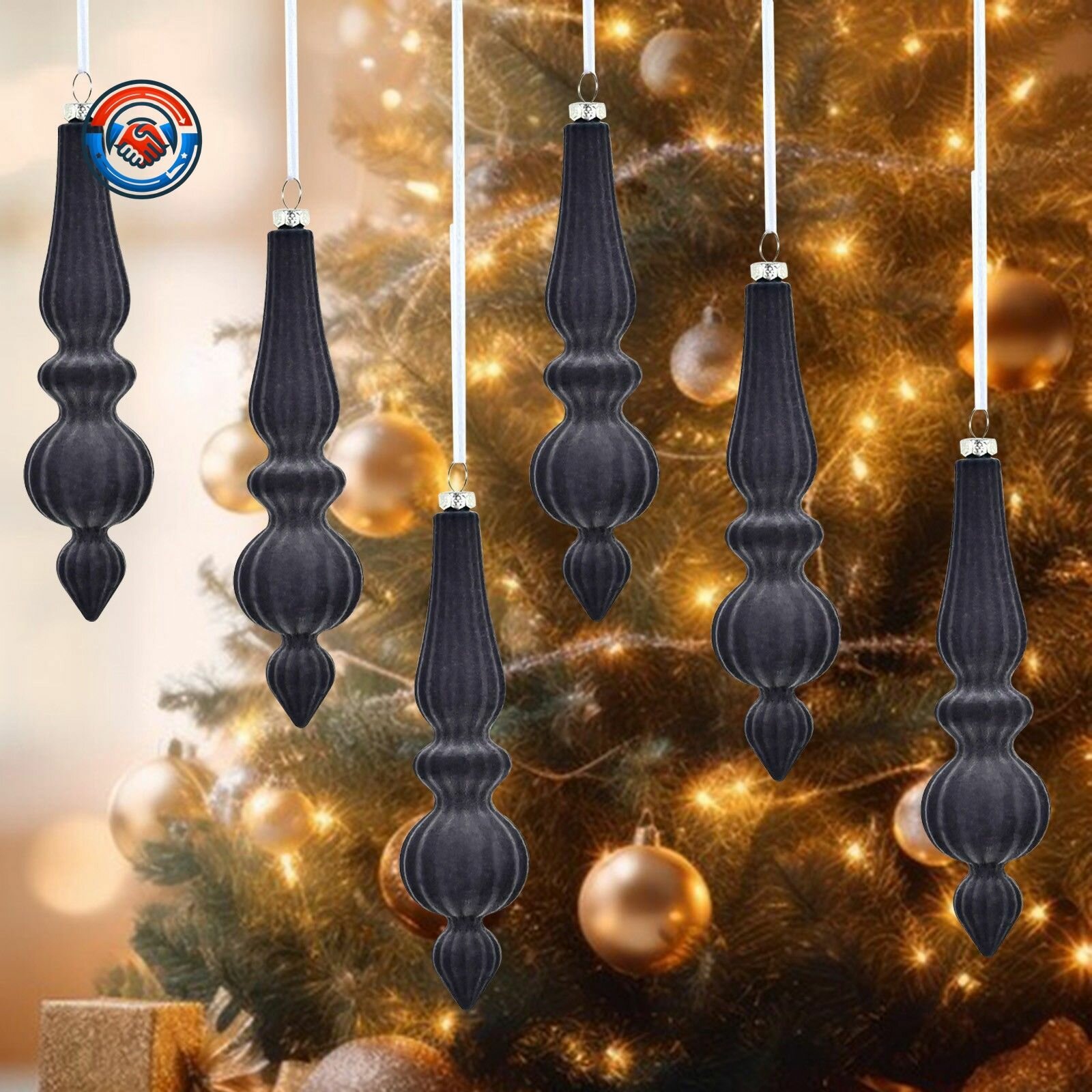 Новогодние украшения, бархатные подвесные украшения в форме, набор 6 штук, ёлочные игрушки и рождественский декор для окна, двери и праздничного стола