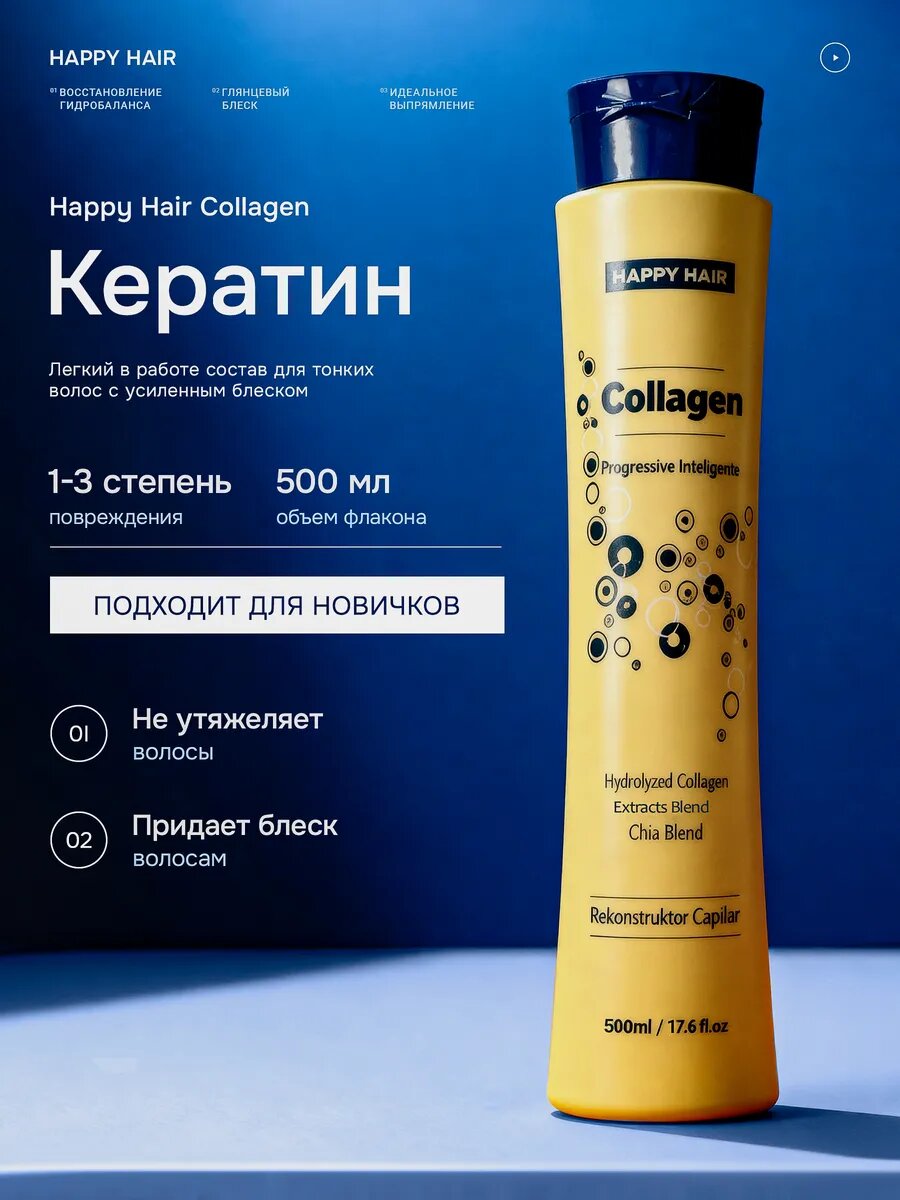 Happy Hair Collagen кератин 500