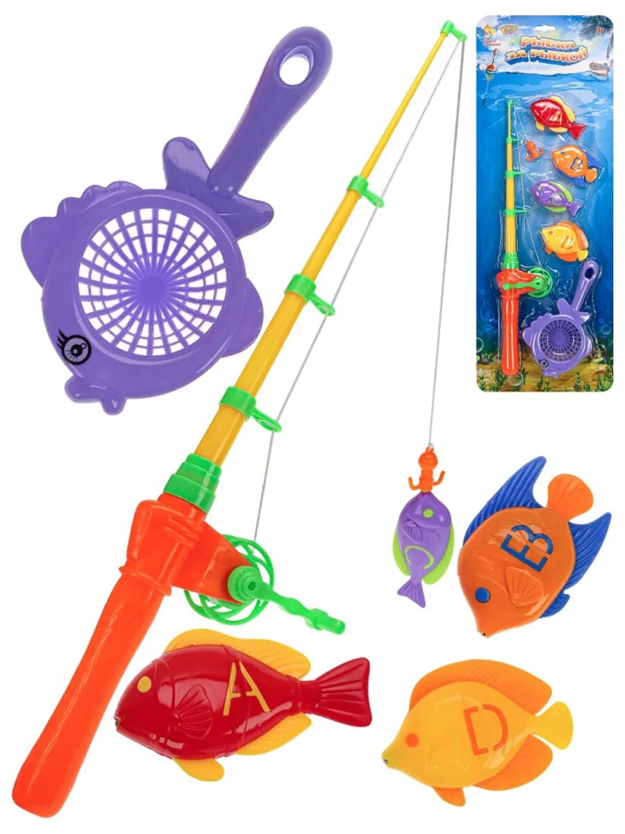 Рыбалка пластиковая (20х50см) /Удачный улов/ (4 рыбки, удочк