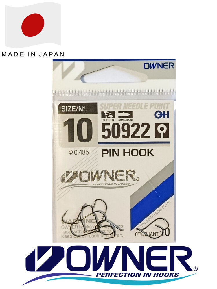 Крючки OWNER 50922 №10 PIN HOOK / Крючок, Овнер, одинарные для рыбалки