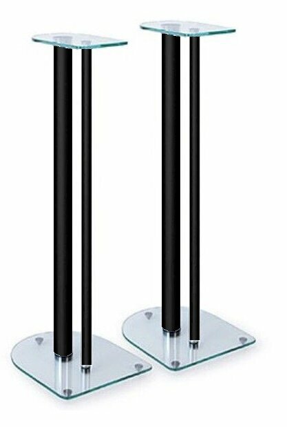 Стойки под акустику Металлдизайн (Metaldesign) MD 203-700 прозрачное стекло-чёрные опоры