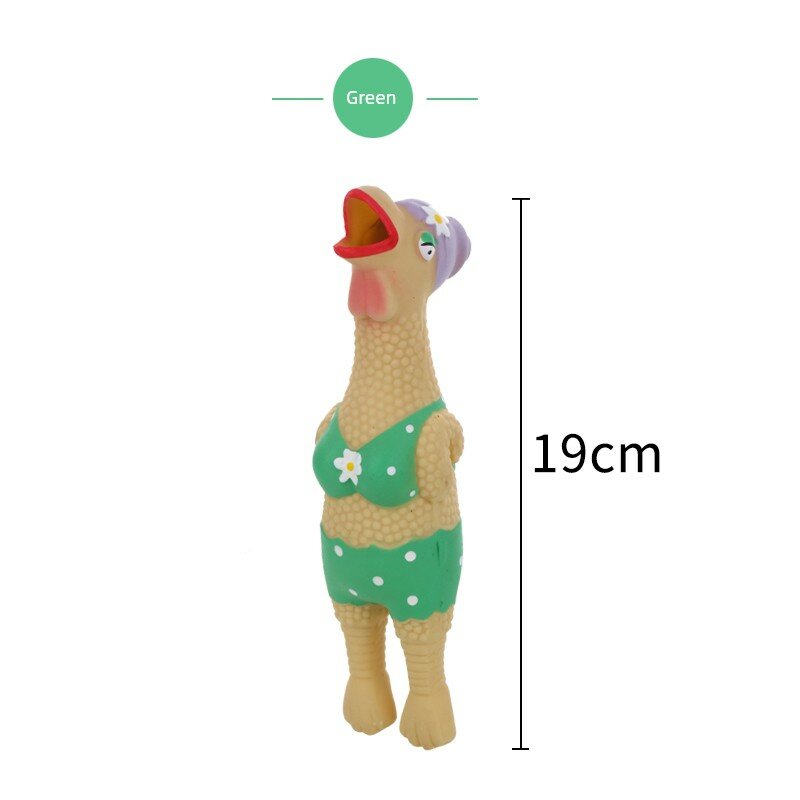 Маленький зеленый кричащий цыпленок для собак, прочная резиновая игрушка