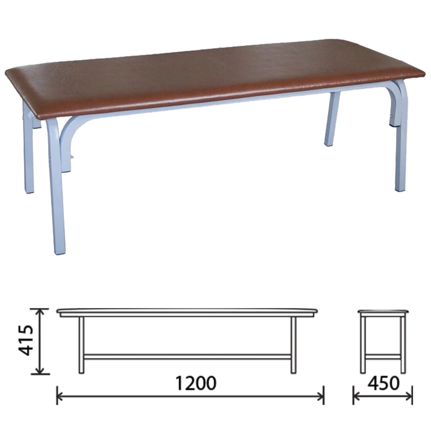 Банкетка без спинки "Астрид", 1200450415 мм, серый каркас, кожзам коричневый