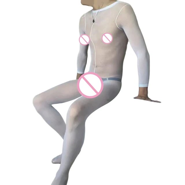 Мужской сексуальный боди с длинными рукавами, прозрачный комбинезон, мужской сексуальный боди с открытой промежностью и длинными рукавами.