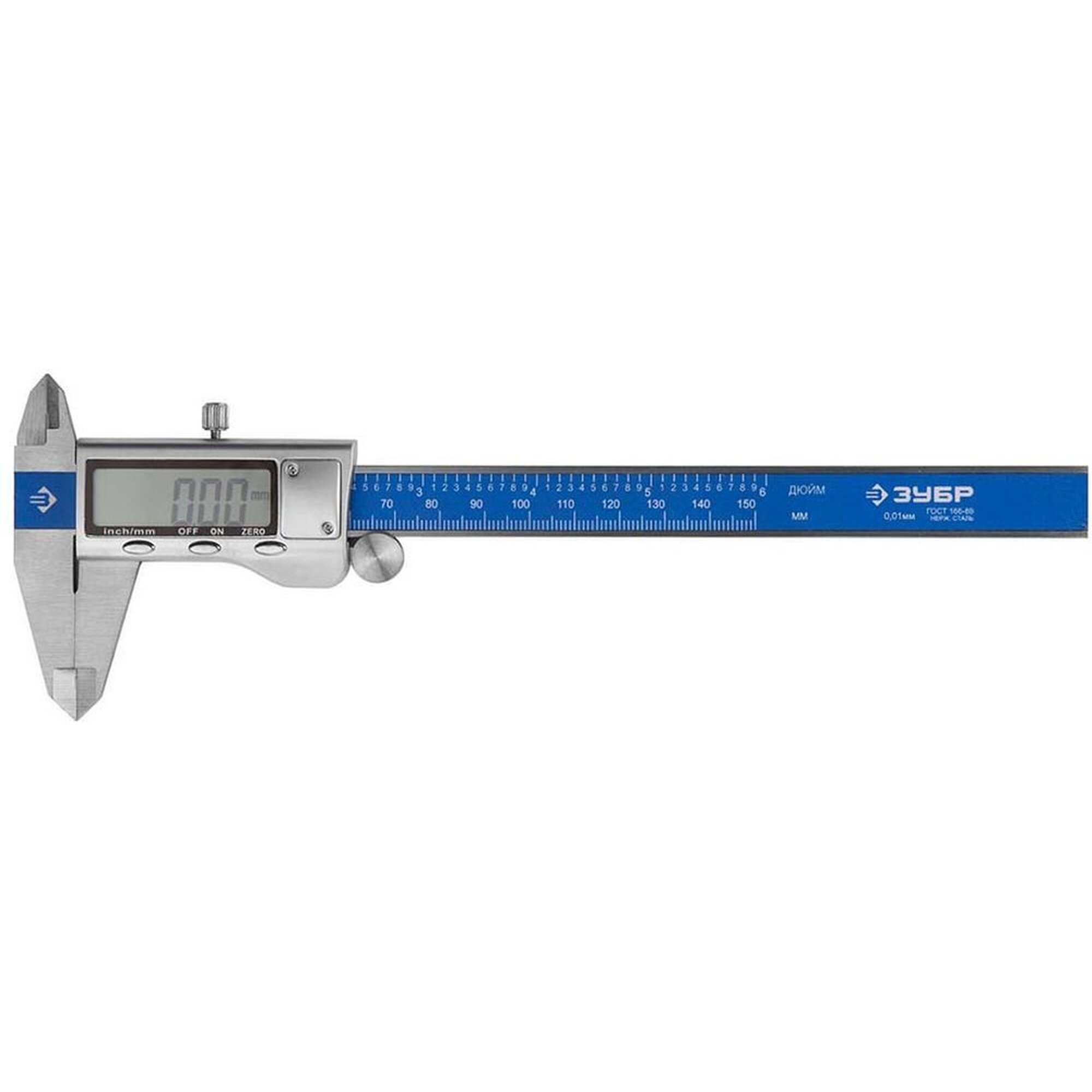 Штангенциркуль ЗУБР ШЦЦ-I-150-0,01, точность 0,01мм, батарейки CR2032