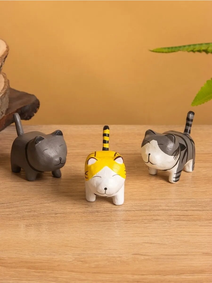Деревянная фигурка Котик Неко — уют и тепло