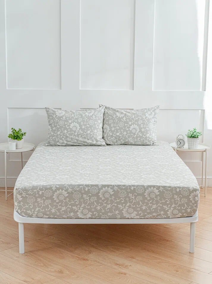 YERRNA Простыня на резинке 160х200+26, хлопок, перкаль, подходит под размеры икея IKEA, 1,5 спальная YERRNA, Шуйские ситцы