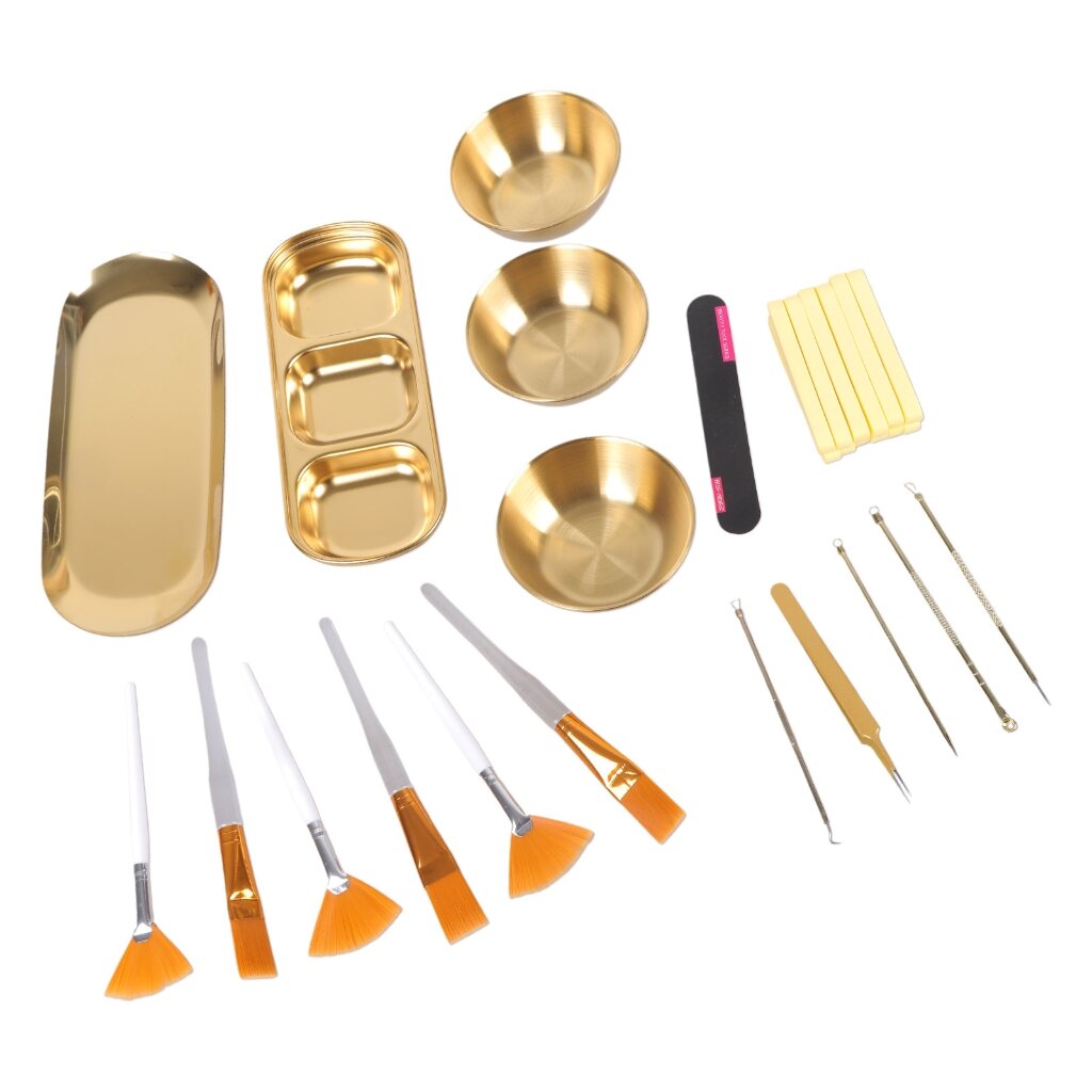 Набор из 29 предметов, золотая чаша для смешивания из нержавеющей стали, лоток-отсек, косметические принадлежности