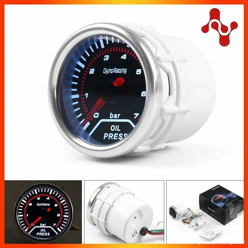 Датчик давления масла Dynoracing 2" 52 мм Манометр давления масла с датчиком 0-7 бар Автомобильный измеритель