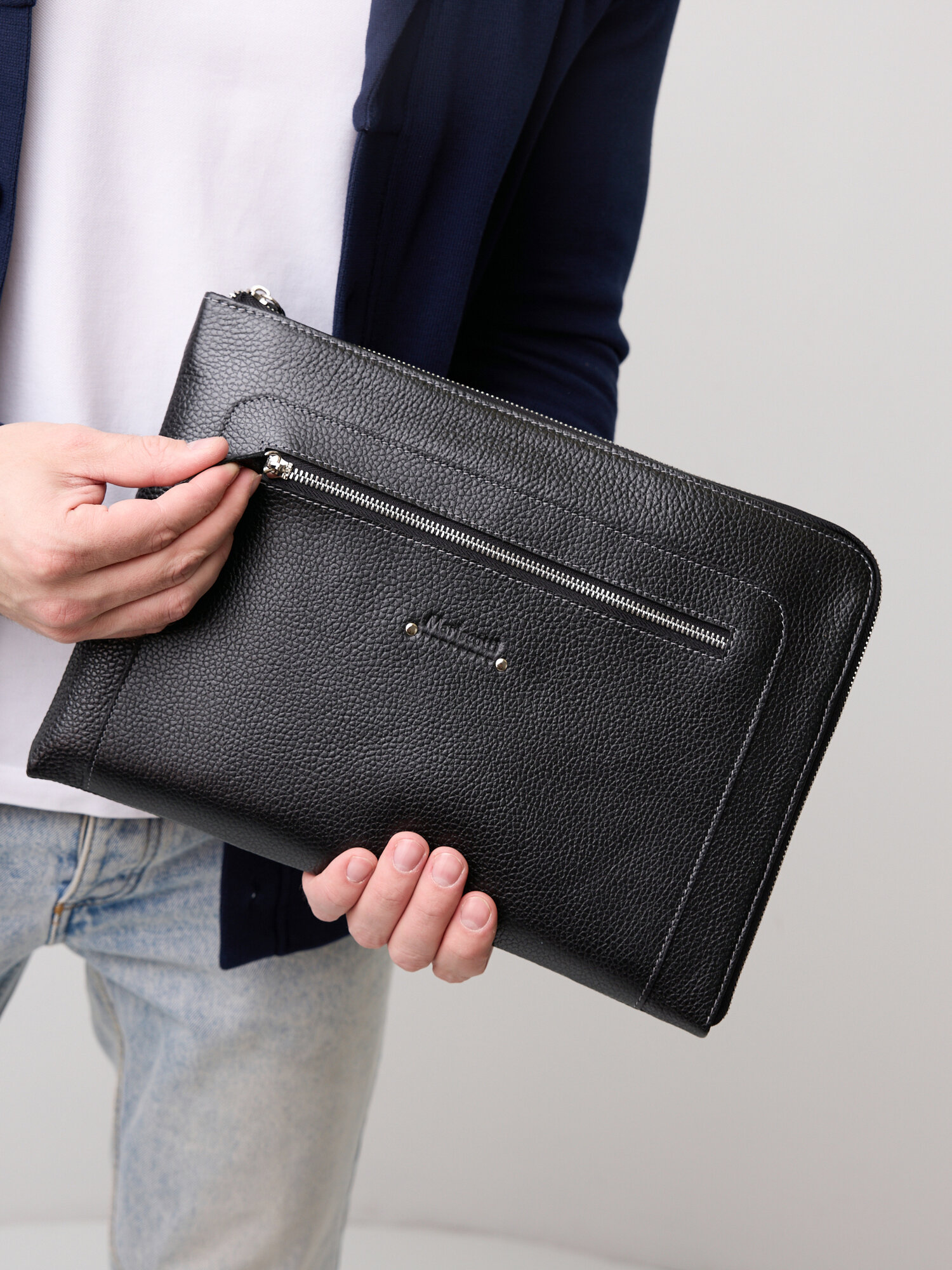 Папка для документов и бумаг из натуральной кожи офисный деловой стиль на молнии формат А4 Franchesco Mariscotti 8-134