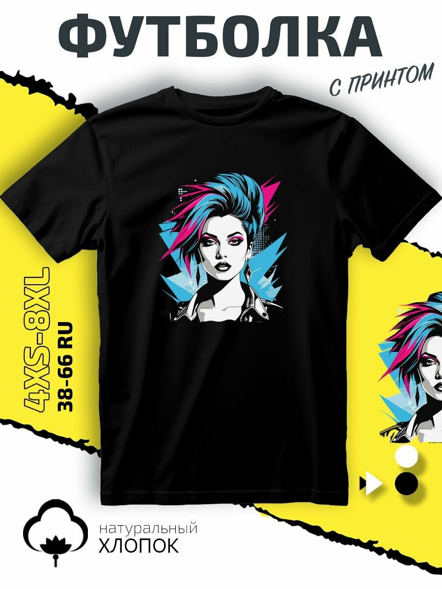 Футболка Аниме Девушка киберпанк