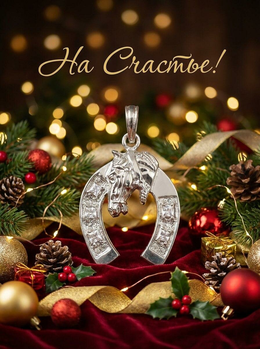 Подкова из серебра 875 пробы. Лошадь П1500