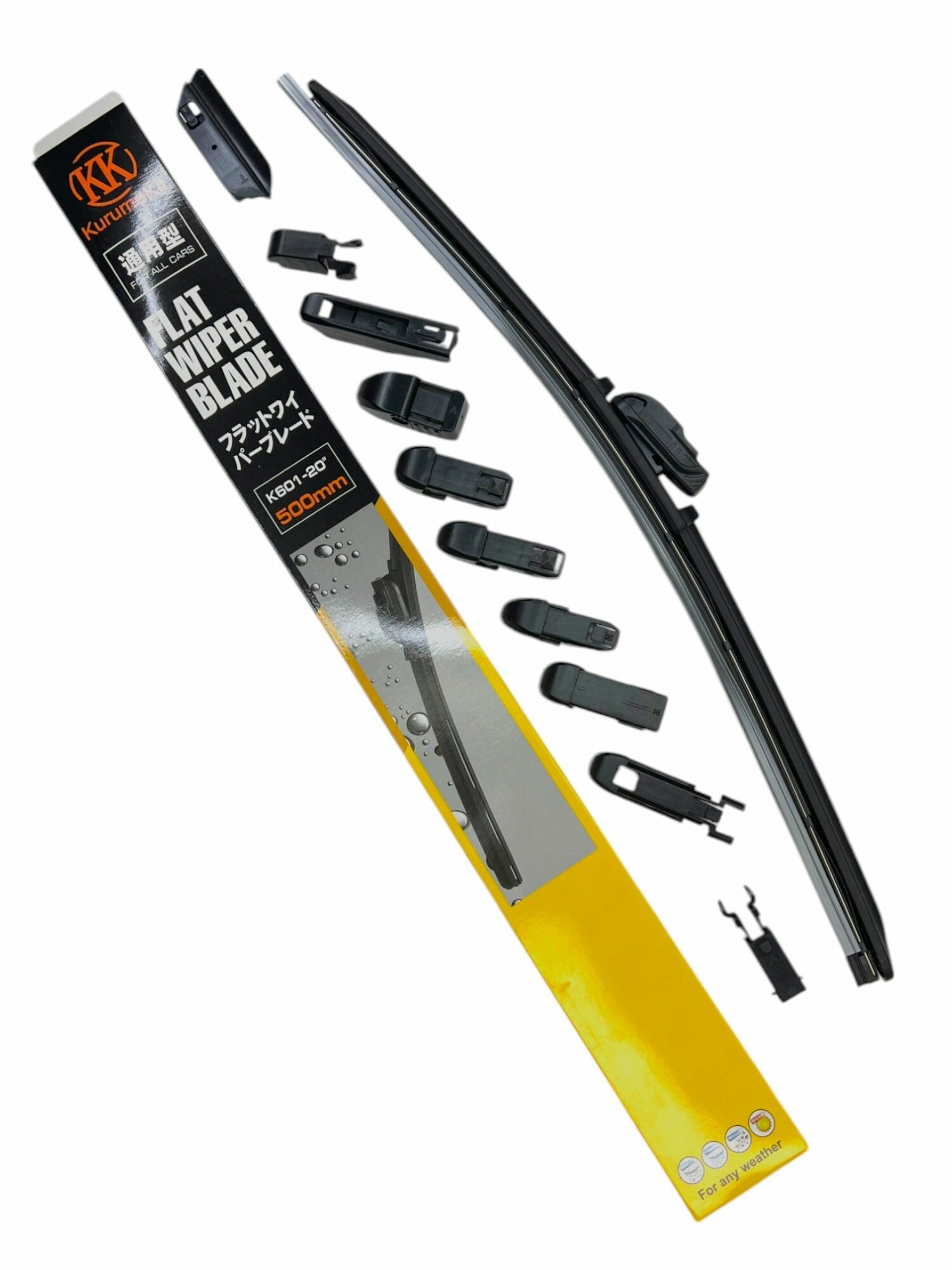 Щетка стеклочистителя бескаркасная для Китайских автомобилей 20/500mm крепление HOOK крючок KURUMAKI