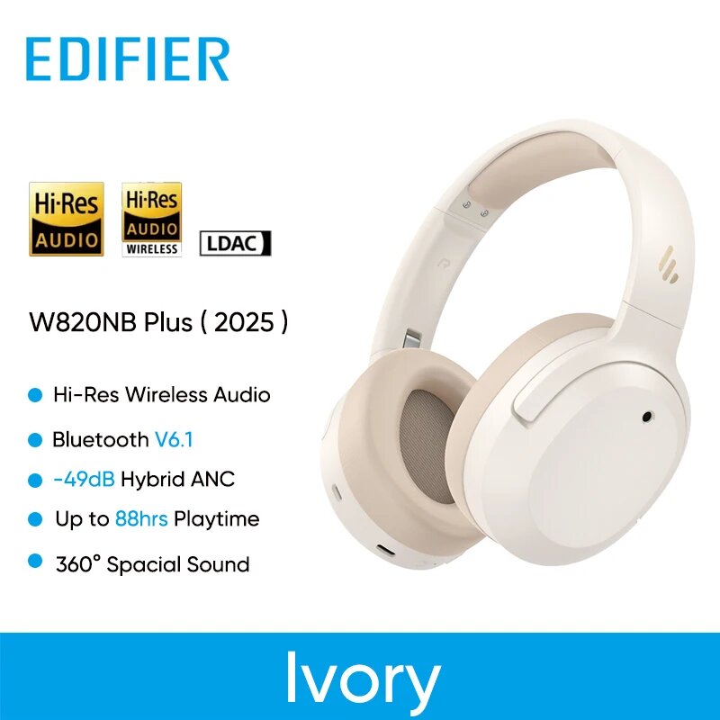 Edifier W820NB Plus (2025 версия) беспроводные наушники Ivory