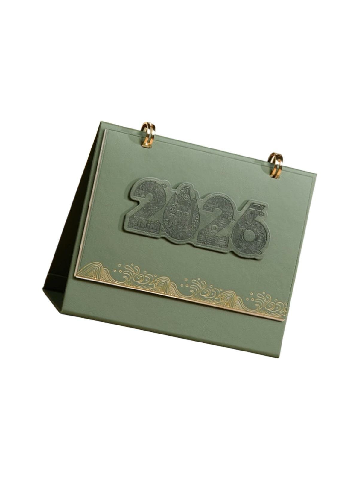 Настольный календарь на 2026 год с утолщенной основой из натуральной искусственной кожи для офиса