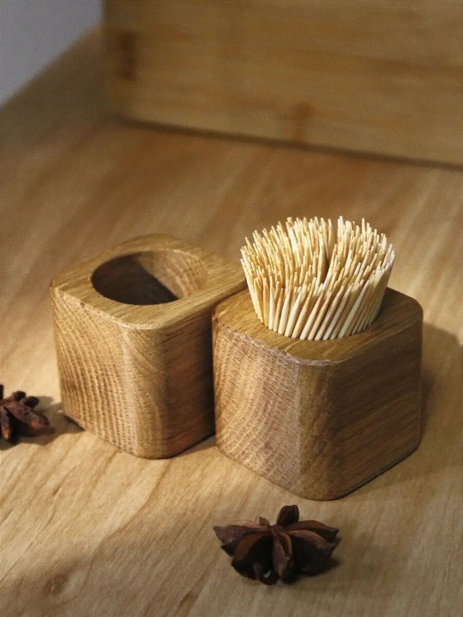 Подставка для зубочисток Domus Horomus, ручная работа, дуб, 2 шт