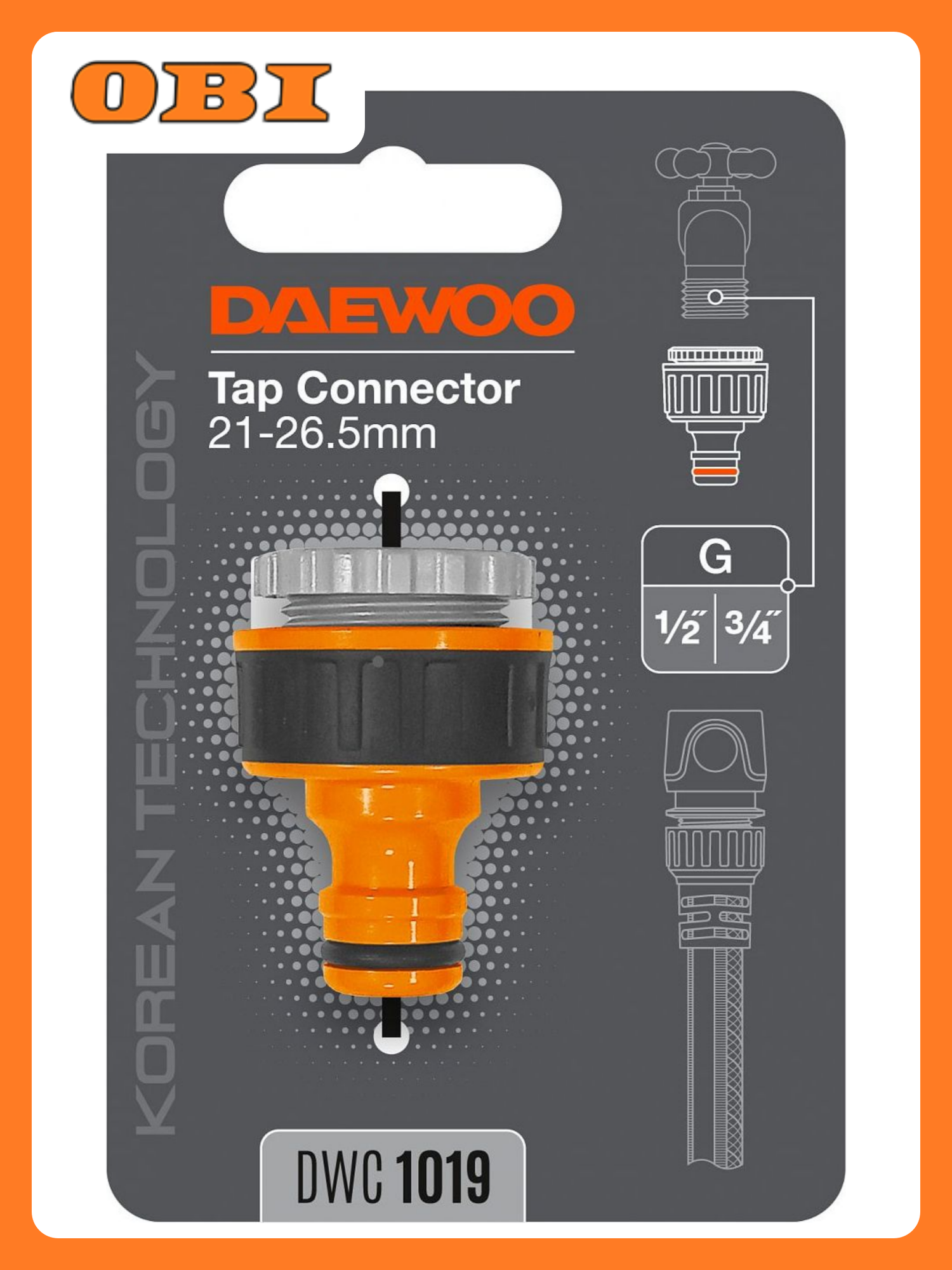 Адаптер для кранов Daewoo Power Products DWC 1019, пластик, быстроразъемный, G1/2", 3/4"